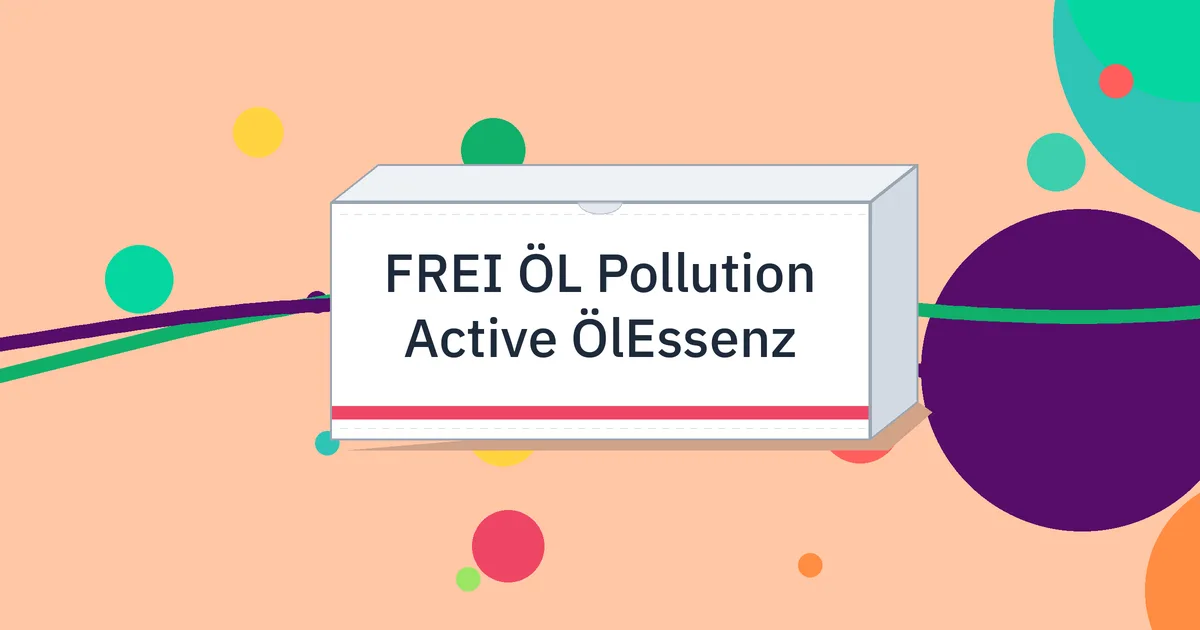 Symbolbild: Packung mit der Aufschrift FREI ÖL Pollution Active ÖlEssenz (PZN 16575085) – Verfügbarkeit und Bezug in Apotheken in Frankfurt am Main