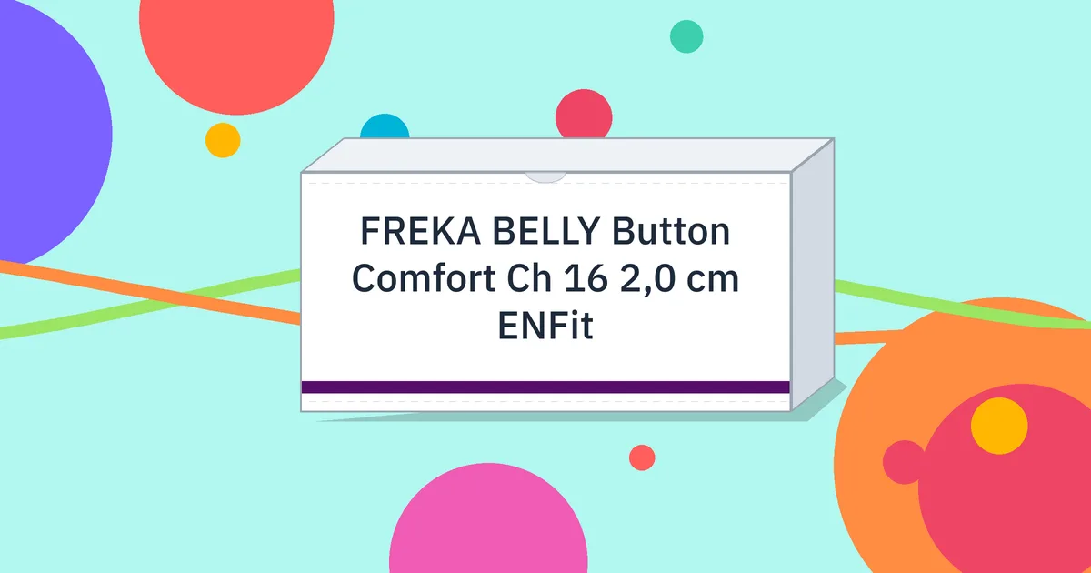 Symbolbild: Packung mit der Aufschrift FREKA BELLY Button Comfort Ch 16 2,0 cm ENFit (PZN 11486773) – Verfügbarkeit und Bezug in Apotheken in Frankfurt am Main