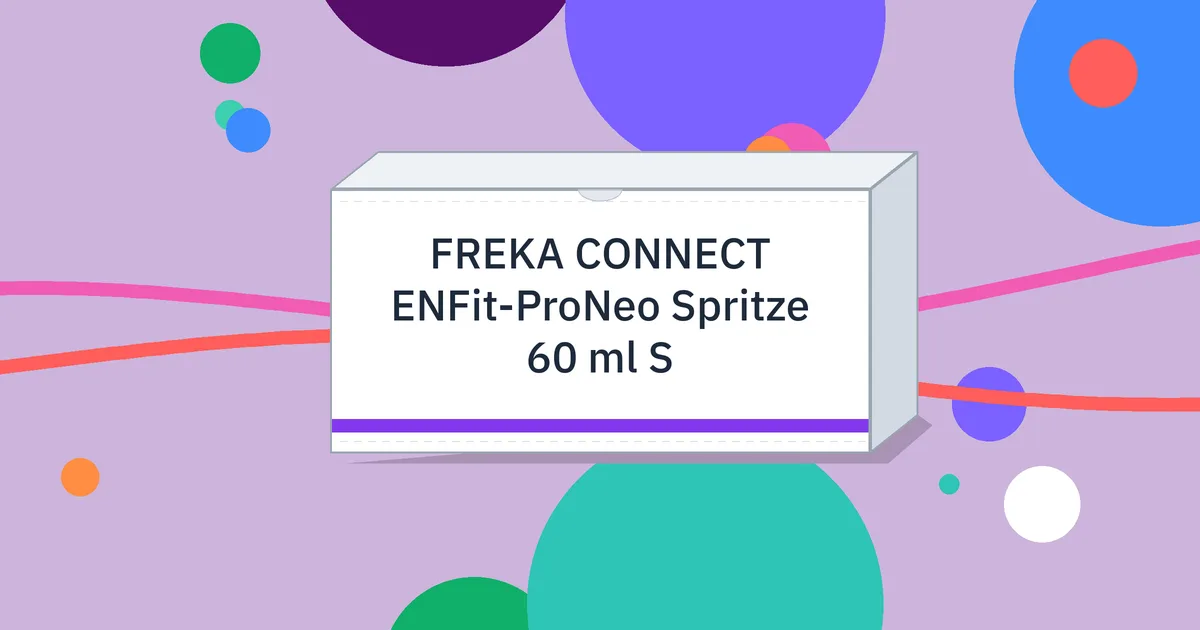 Symbolbild: Packung mit der Aufschrift FREKA CONNECT ENFit-ProNeo Spritze 60 ml S (PZN 19523634) – Verfügbarkeit und Bezug in Apotheken in Frankfurt am Main
