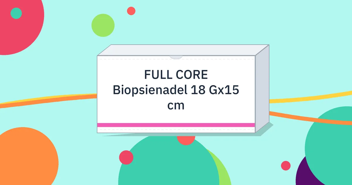 Symbolbild: Packung mit der Aufschrift FULL CORE Biopsienadel 18 Gx15 cm (PZN 09190574) – Verfügbarkeit und Bezug in Apotheken in Frankfurt am Main