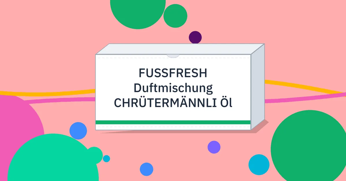 Symbolbild: Packung mit der Aufschrift FUSSFRESH Duftmischung CHRÜTERMÄNNLI Öl (PZN 08423355) – Verfügbarkeit und Bezug in Apotheken in Frankfurt am Main