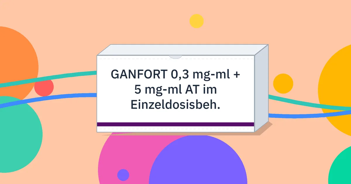 Symbolbild: Packung mit der Aufschrift GANFORT 0,3 mg-ml + 5 mg-ml AT im Einzeldosisbeh. (PZN 11532237) – Verfügbarkeit und Bezug in Apotheken in Frankfurt am Main