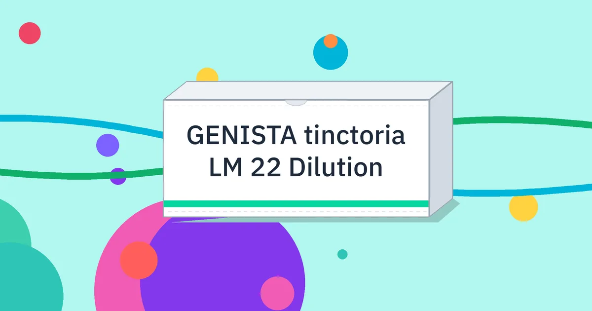 Symbolbild: Packung mit der Aufschrift GENISTA tinctoria LM 22 Dilution (PZN 13499567) – Verfügbarkeit und Bezug in Apotheken in Frankfurt am Main
