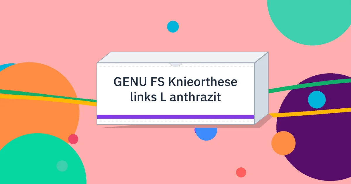 Symbolbild: Packung mit der Aufschrift GENU FS Knieorthese links L anthrazit (PZN 14308397) – Verfügbarkeit und Bezug in Apotheken in Frankfurt am Main