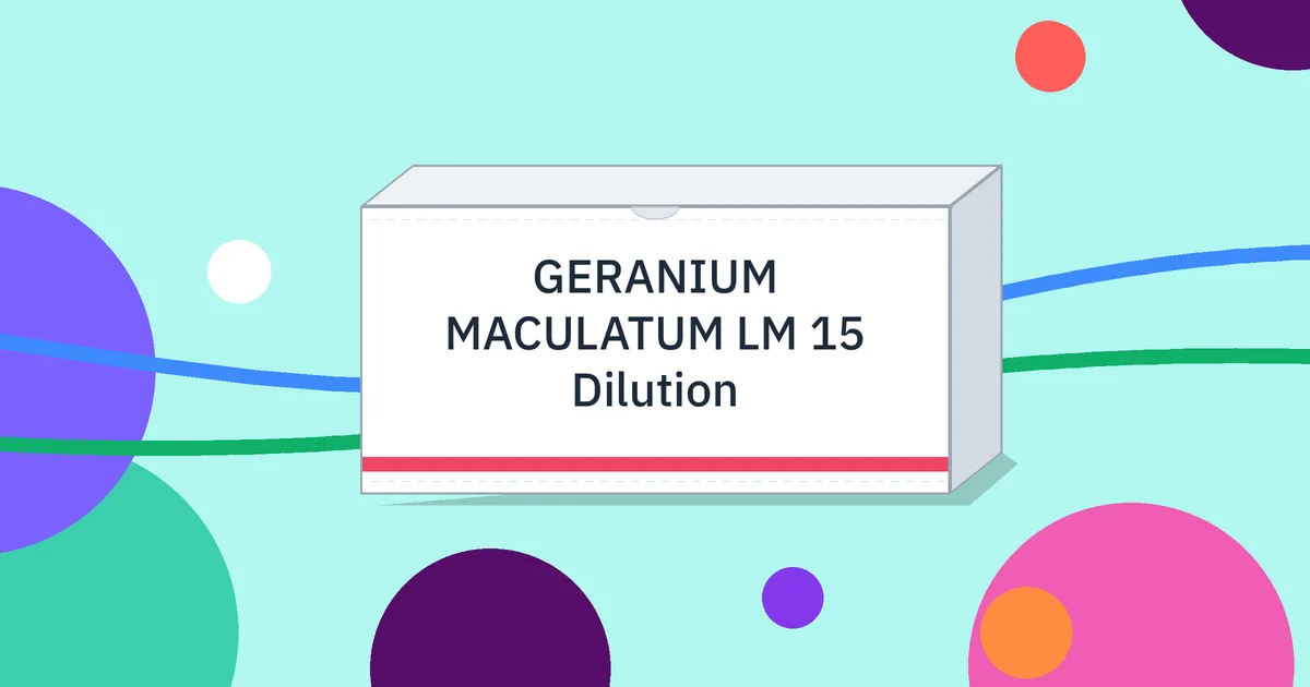 Symbolbild: Packung mit der Aufschrift GERANIUM MACULATUM LM 15 Dilution (PZN 12876714) – Verfügbarkeit und Bezug in Apotheken in Frankfurt am Main