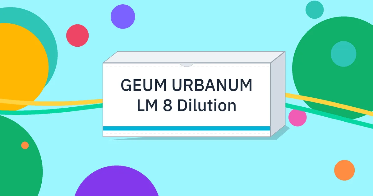 Symbolbild: Packung mit der Aufschrift GEUM URBANUM LM 8 Dilution (PZN 13543699) – Verfügbarkeit und Bezug in Apotheken in Frankfurt am Main