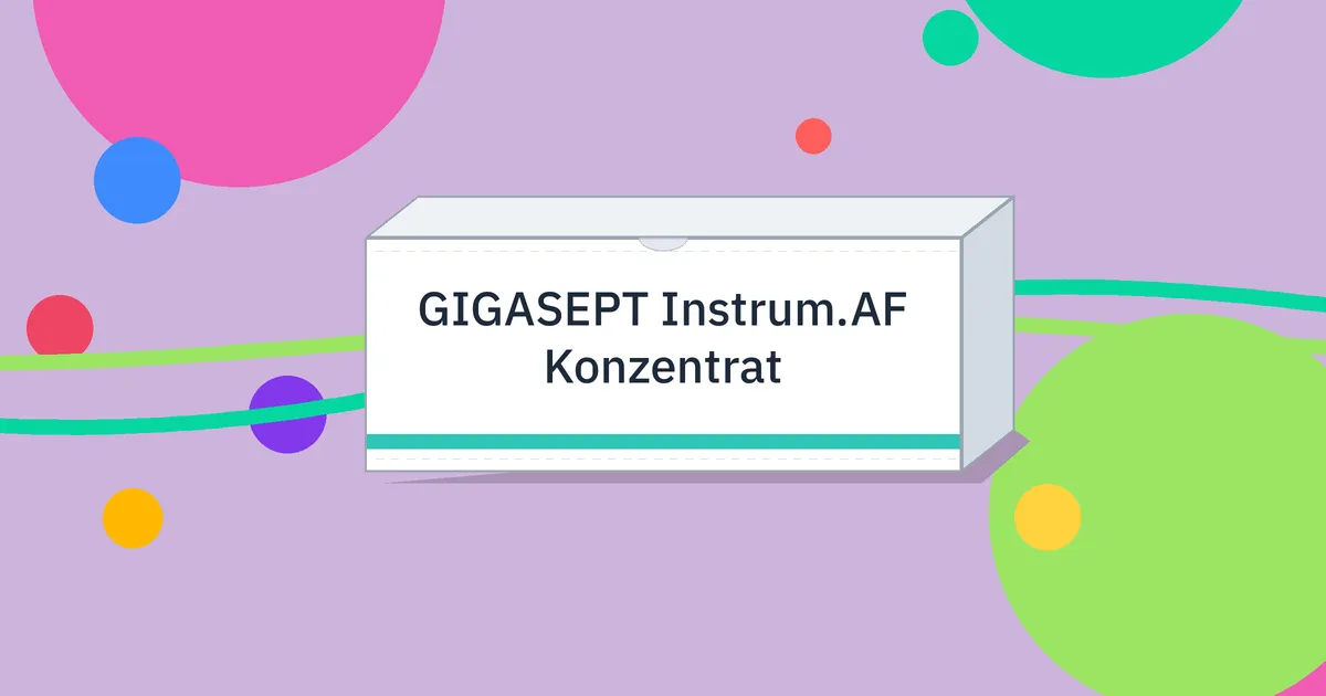 Symbolbild: Packung mit der Aufschrift GIGASEPT Instrum.AF Konzentrat (PZN 04197465) – Verfügbarkeit und Bezug in Apotheken in Frankfurt am Main