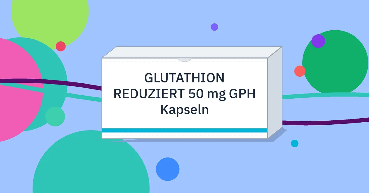 Symbolbild: Packung mit der Aufschrift GLUTATHION REDUZIERT 50 mg GPH Kapseln (PZN 09786485) – Verfügbarkeit und Bezug in Apotheken in Frankfurt am Main