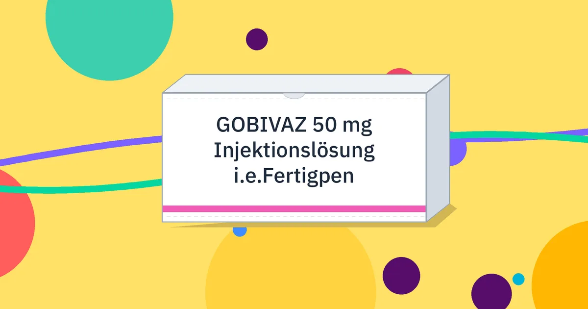 Symbolbild: Packung mit der Aufschrift GOBIVAZ 50 mg Injektionslösung i.e.Fertigpen (PZN 19963936) – Verfügbarkeit und Bezug in Apotheken in Frankfurt am Main