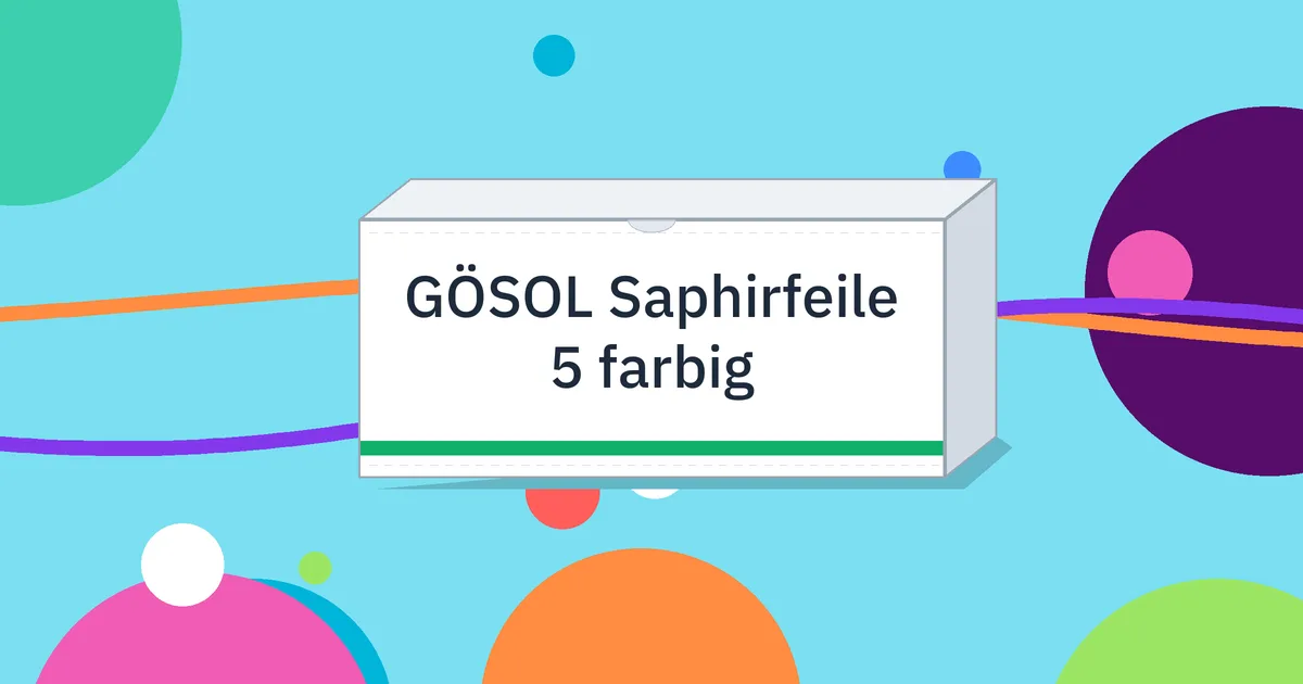 Symbolbild: Packung mit der Aufschrift GÖSOL Saphirfeile 5 farbig (PZN 15992421) – Verfügbarkeit und Bezug in Apotheken in Frankfurt am Main