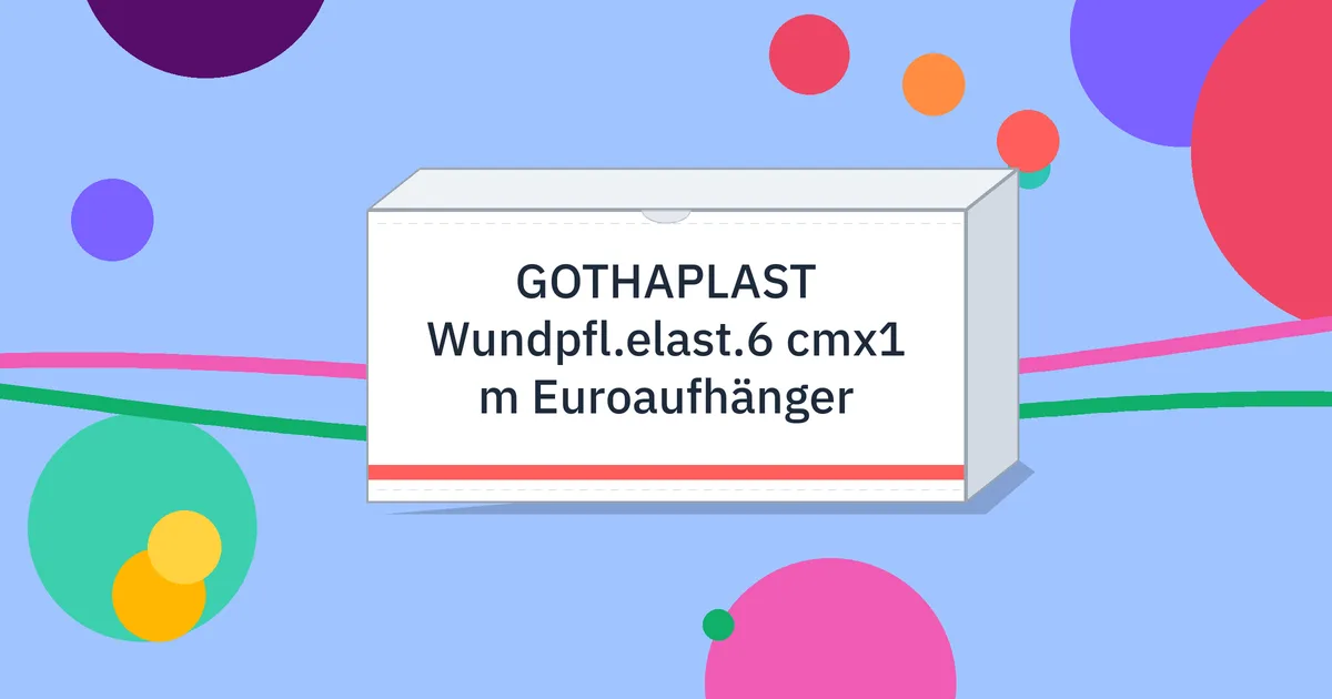 Symbolbild: Packung mit der Aufschrift GOTHAPLAST Wundpfl.elast.6 cmx1 m Euroaufhänger (PZN 04092192) – Verfügbarkeit und Bezug in Apotheken in Frankfurt am Main