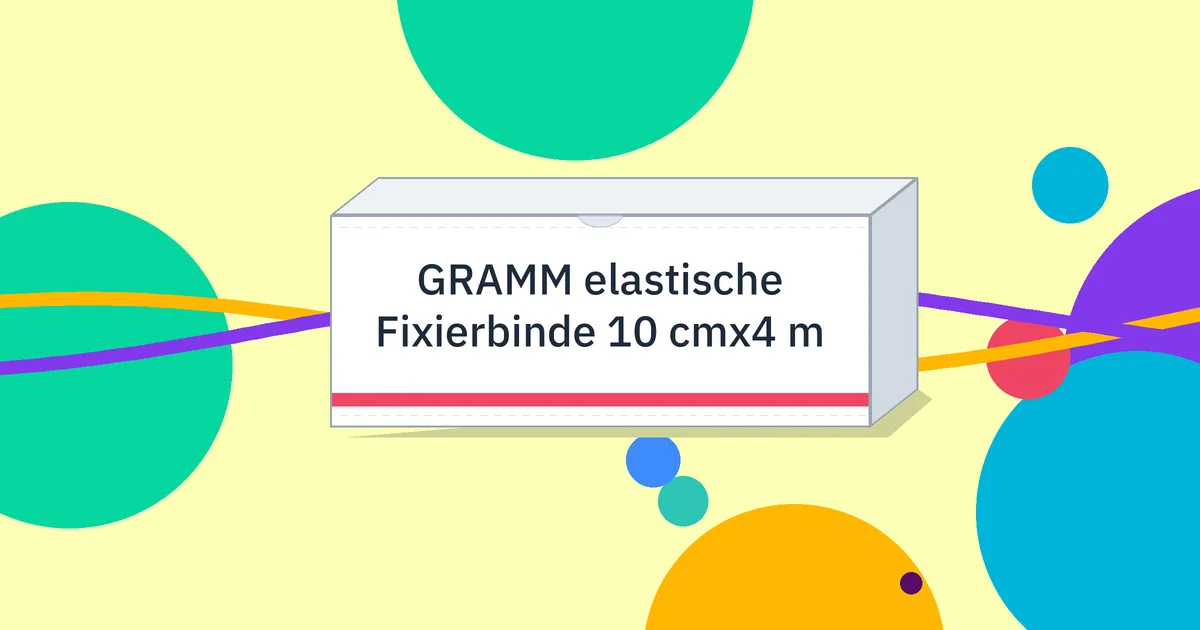 Symbolbild: Packung mit der Aufschrift GRAMM elastische Fixierbinde 10 cmx4 m (PZN 07355947) – Verfügbarkeit und Bezug in Apotheken in Frankfurt am Main