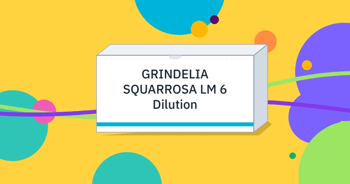 Symbolbild: Packung mit der Aufschrift GRINDELIA SQUARROSA LM 6 Dilution (PZN 13547390) – Verfügbarkeit und Bezug in Apotheken in Frankfurt am Main