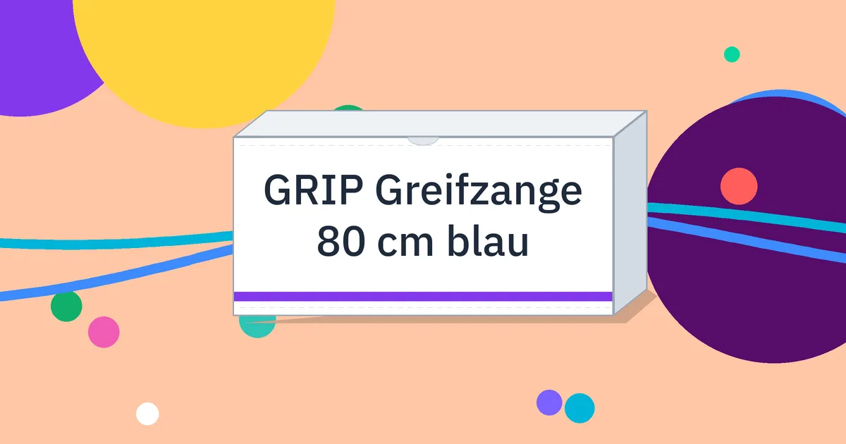 Symbolbild: Packung mit der Aufschrift GRIP Greifzange 80 cm blau (PZN 07744979) – Verfügbarkeit und Bezug in Apotheken in Frankfurt am Main