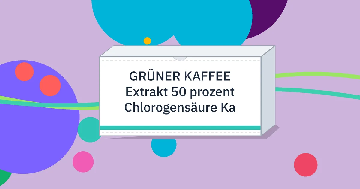 Symbolbild: Packung mit der Aufschrift GRÜNER KAFFEE Extrakt 50 prozent Chlorogensäure Ka (PZN 12376176) – Verfügbarkeit und Bezug in Apotheken in Frankfurt am Main