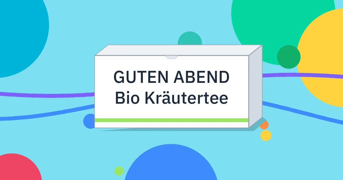 Symbolbild: Packung mit der Aufschrift GUTEN ABEND Bio Kräutertee (PZN 17826483) – Verfügbarkeit und Bezug in Apotheken in Frankfurt am Main