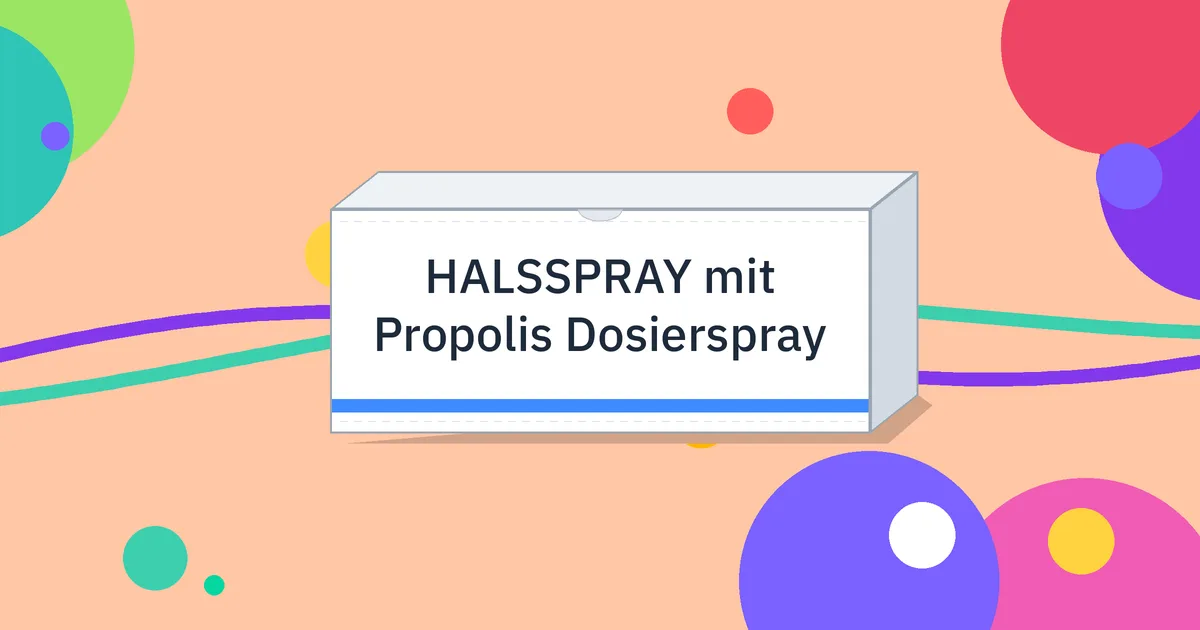 Symbolbild: Packung mit der Aufschrift HALSSPRAY mit Propolis Dosierspray (PZN 17188752) – Verfügbarkeit und Bezug in Apotheken in Frankfurt am Main