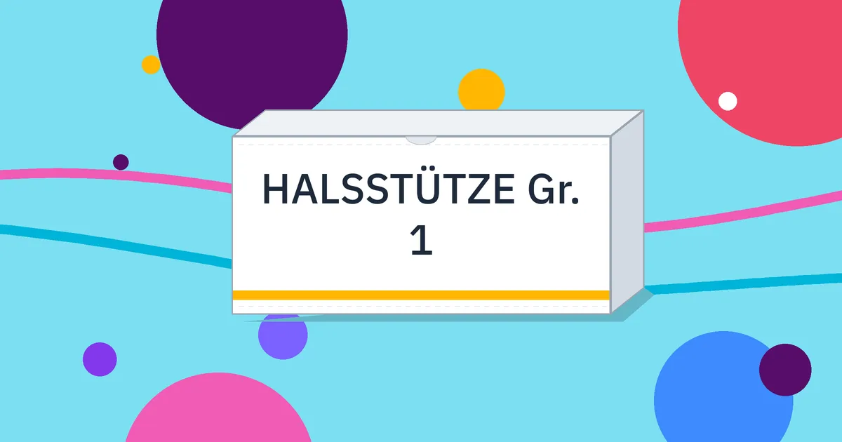 Symbolbild: Packung mit der Aufschrift HALSSTÜTZE Gr. 1 (PZN 02439243) – Verfügbarkeit und Bezug in Apotheken in Frankfurt am Main
