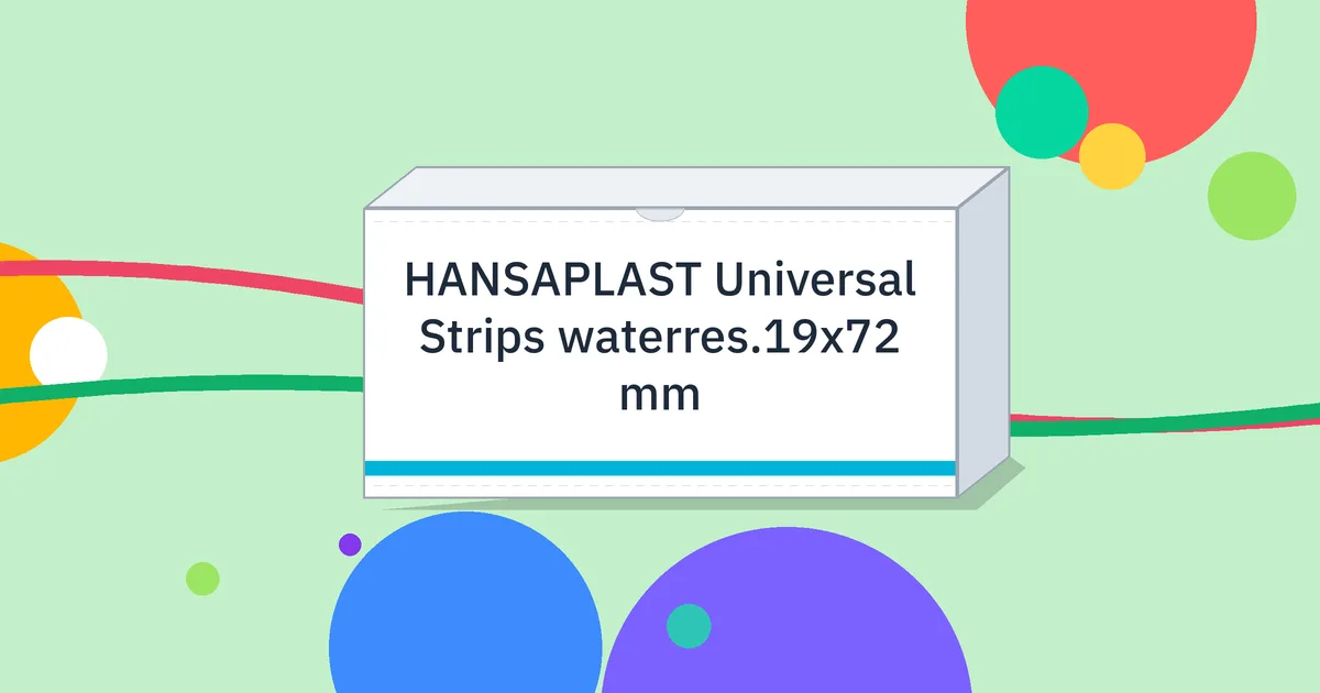 Symbolbild: Packung mit der Aufschrift HANSAPLAST Universal Strips waterres.19x72 mm (PZN 01215292) – Verfügbarkeit und Bezug in Apotheken in Frankfurt am Main