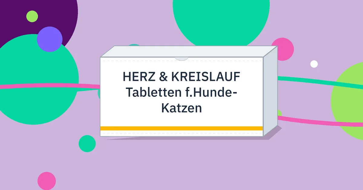 Symbolbild: Packung mit der Aufschrift HERZ & KREISLAUF Tabletten f.Hunde-Katzen (PZN 19459600) – Verfügbarkeit und Bezug in Apotheken in Frankfurt am Main