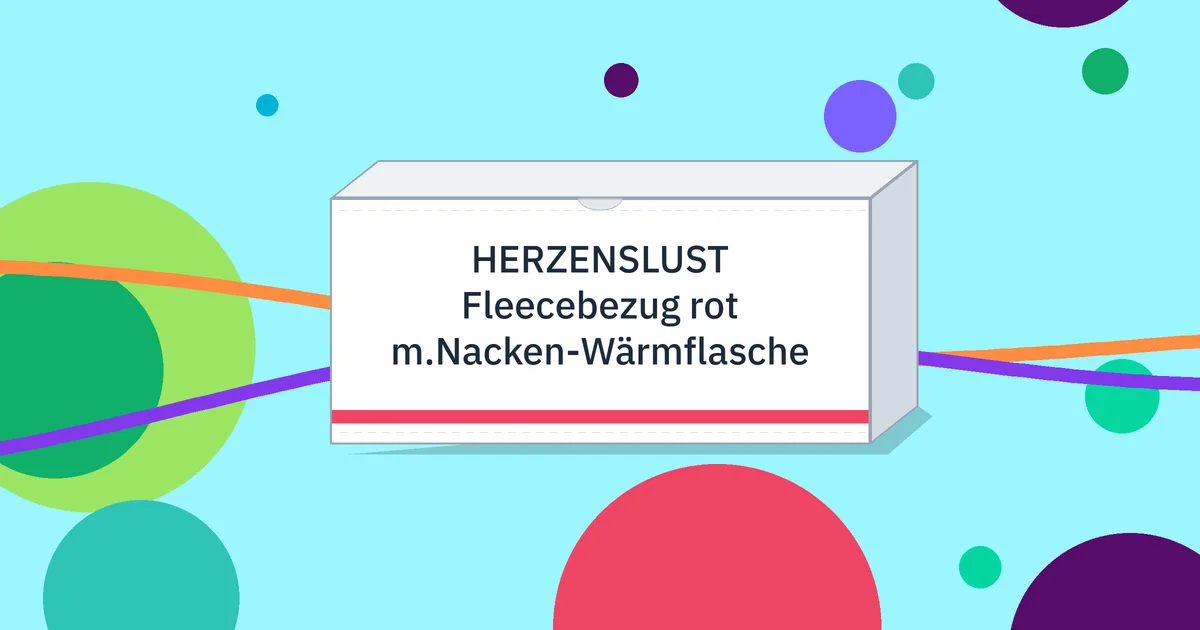 Symbolbild: Packung mit der Aufschrift HERZENSLUST Fleecebezug rot m.Nacken-Wärmflasche (PZN 12358238) – Verfügbarkeit und Bezug in Apotheken in Frankfurt am Main