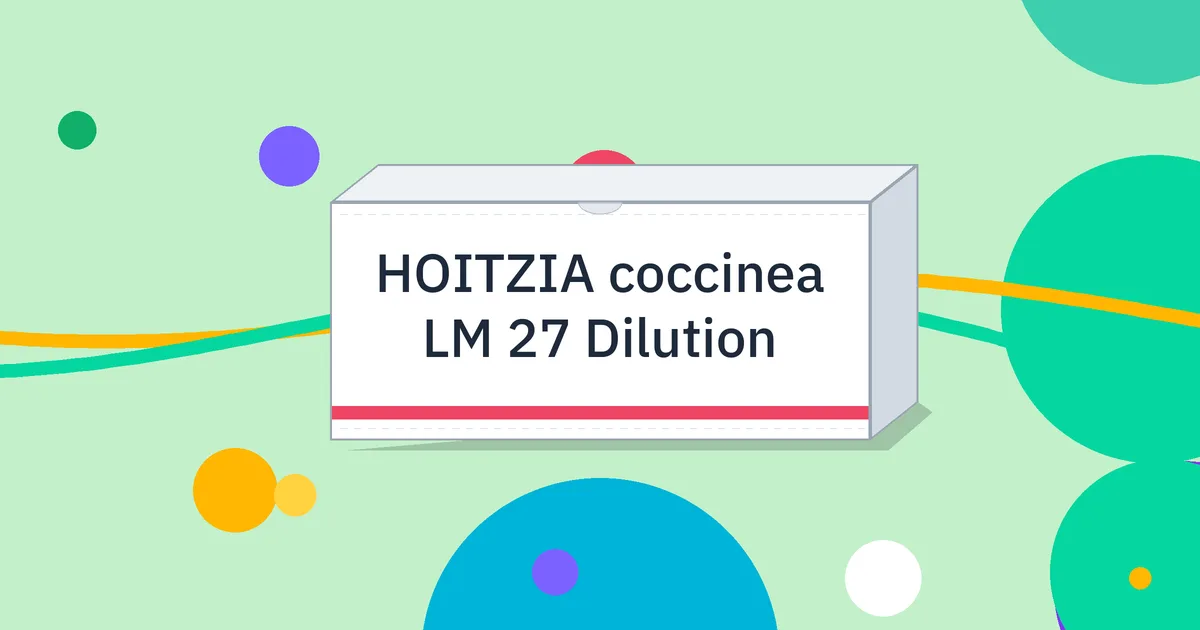 Symbolbild: Packung mit der Aufschrift HOITZIA coccinea LM 27 Dilution (PZN 13554591) – Verfügbarkeit und Bezug in Apotheken in Frankfurt am Main