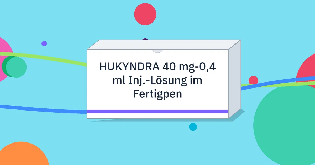 Symbolbild: Packung mit der Aufschrift HUKYNDRA 40 mg-0,4 ml Inj.-Lösung im Fertigpen (PZN 18829383) – Verfügbarkeit und Bezug in Apotheken in Frankfurt am Main