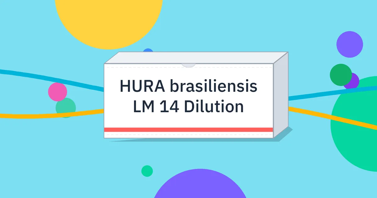 Symbolbild: Packung mit der Aufschrift HURA brasiliensis LM 14 Dilution (PZN 12889734) – Verfügbarkeit und Bezug in Apotheken in Frankfurt am Main