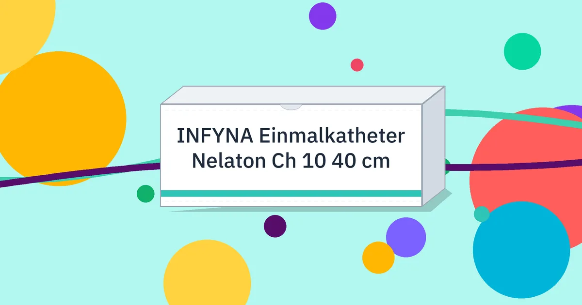 Symbolbild: Packung mit der Aufschrift INFYNA Einmalkatheter Nelaton Ch 10 40 cm (PZN 13750889) – Verfügbarkeit und Bezug in Apotheken in Frankfurt am Main