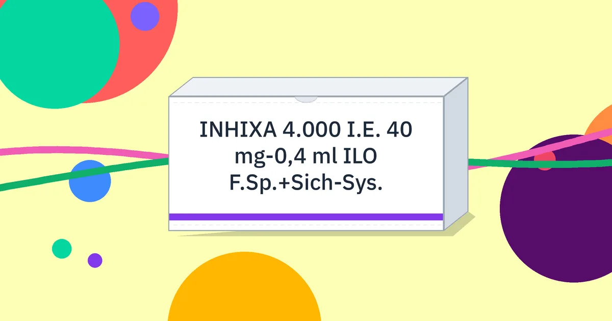 Symbolbild: Packung mit der Aufschrift INHIXA 4.000 I.E. 40 mg-0,4 ml ILO F.Sp.+Sich-Sys. (PZN 18239983) – Verfügbarkeit und Bezug in Apotheken in Frankfurt am Main