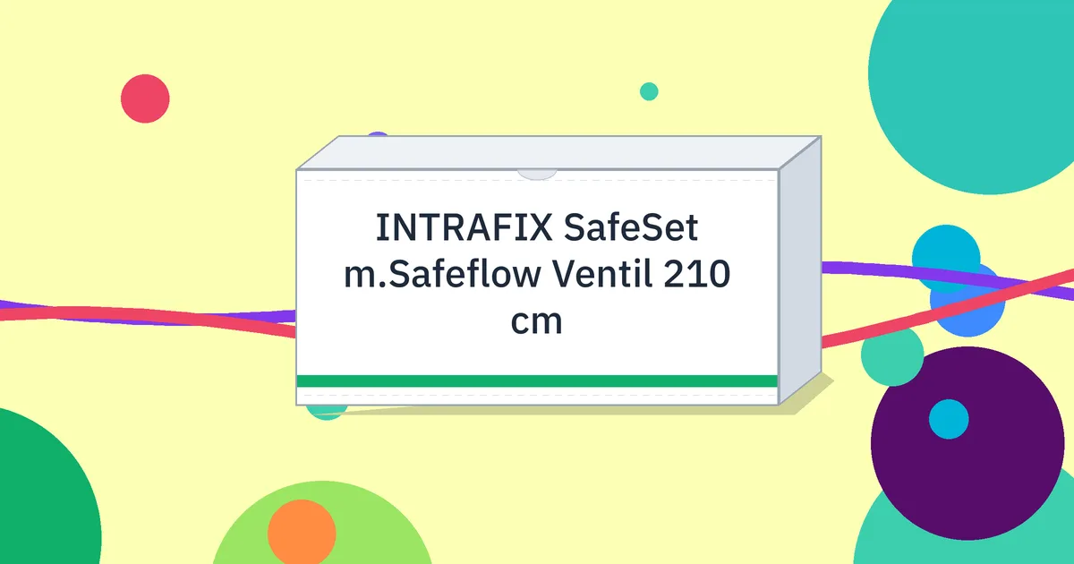 Symbolbild: Packung mit der Aufschrift INTRAFIX SafeSet m.Safeflow Ventil 210 cm (PZN 05143477) – Verfügbarkeit und Bezug in Apotheken in Frankfurt am Main