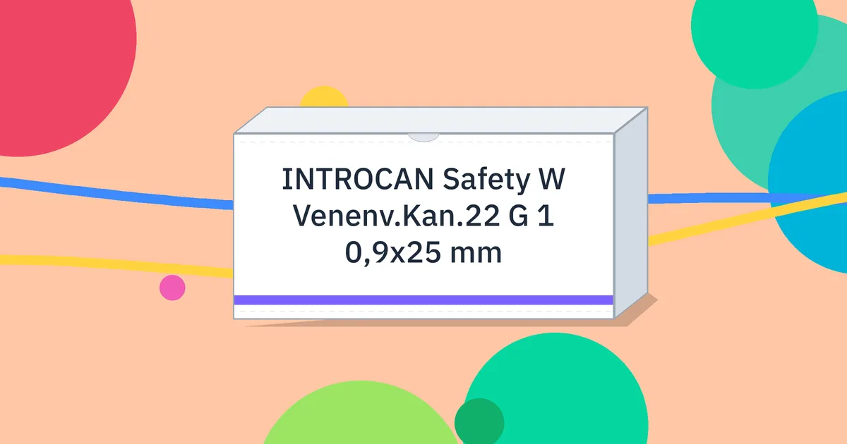 Symbolbild: Packung mit der Aufschrift INTROCAN Safety W Venenv.Kan.22 G 1 0,9x25 mm (PZN 20345379) – Verfügbarkeit und Bezug in Apotheken in Frankfurt am Main