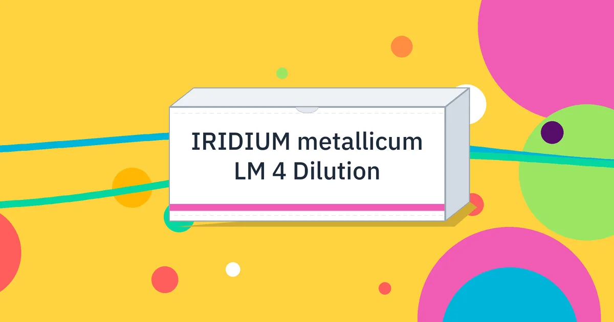 Symbolbild: Packung mit der Aufschrift IRIDIUM metallicum LM 4 Dilution (PZN 12913349) – Verfügbarkeit und Bezug in Apotheken in Frankfurt am Main