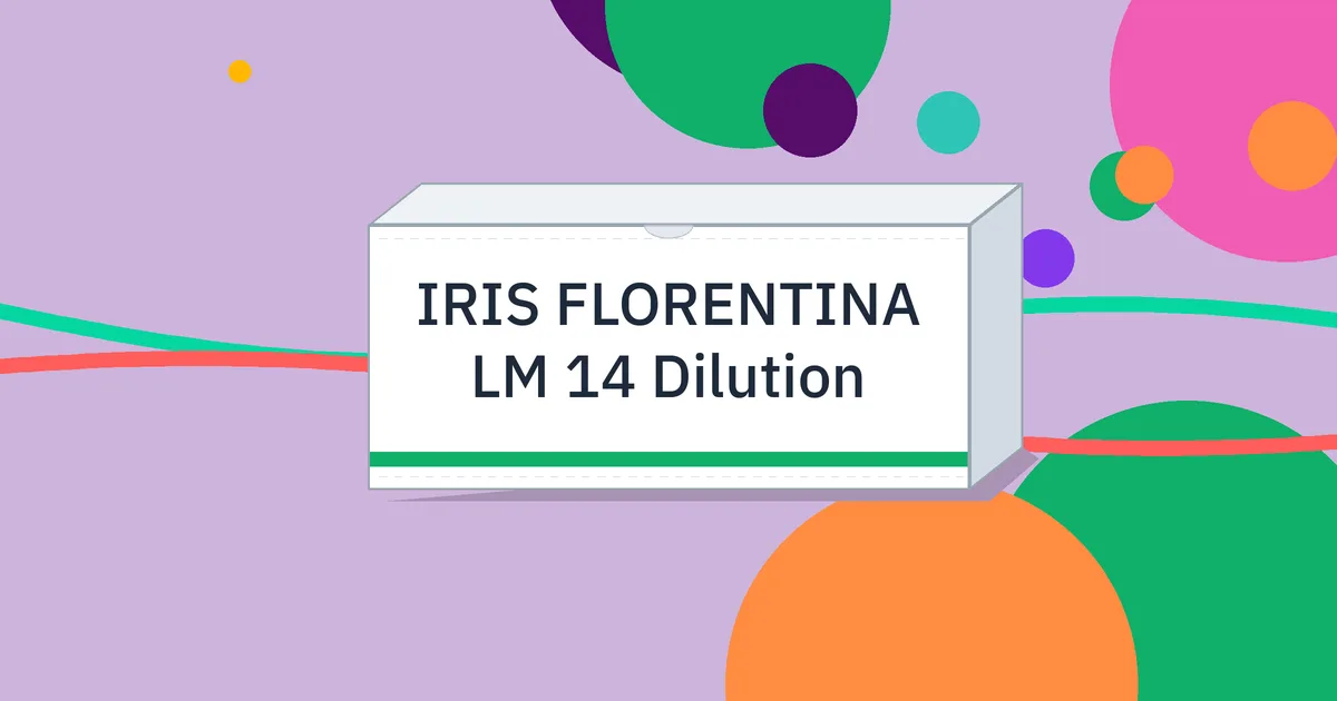 Symbolbild: Packung mit der Aufschrift IRIS FLORENTINA LM 14 Dilution (PZN 13560953) – Verfügbarkeit und Bezug in Apotheken in Frankfurt am Main