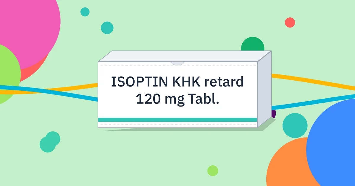 Symbolbild: Packung mit der Aufschrift ISOPTIN KHK retard 120 mg Tabl. (PZN 03573825) – Verfügbarkeit und Bezug in Apotheken in Frankfurt am Main