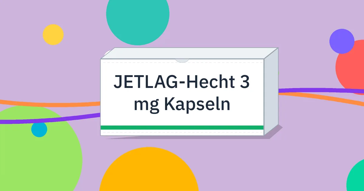 Symbolbild: Packung mit der Aufschrift JETLAG-Hecht 3 mg Kapseln (PZN 09919414) – Verfügbarkeit und Bezug in Apotheken in Frankfurt am Main