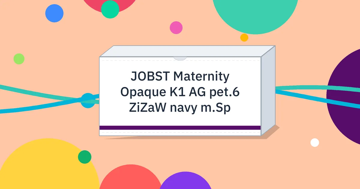Symbolbild: Packung mit der Aufschrift JOBST Maternity Opaque K1 AG pet.6 ZiZaW navy m.Sp (PZN 15859840) – Verfügbarkeit und Bezug in Apotheken in Frankfurt am Main