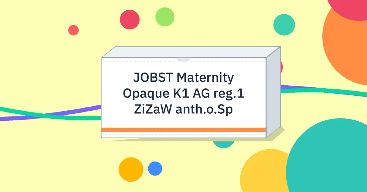 Symbolbild: Packung mit der Aufschrift JOBST Maternity Opaque K1 AG reg.1 ZiZaW anth.o.Sp (PZN 15854707) – Verfügbarkeit und Bezug in Apotheken in Frankfurt am Main