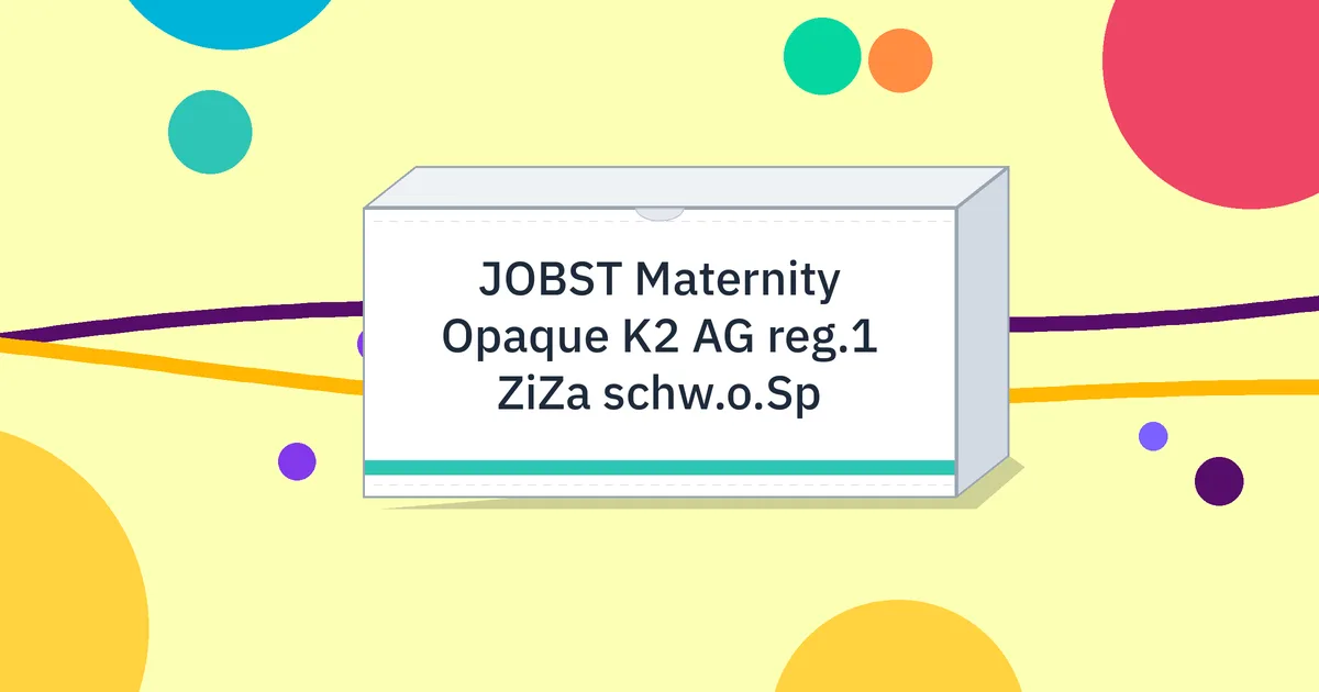 Symbolbild: Packung mit der Aufschrift JOBST Maternity Opaque K2 AG reg.1 ZiZa schw.o.Sp (PZN 15853398) – Verfügbarkeit und Bezug in Apotheken in Frankfurt am Main