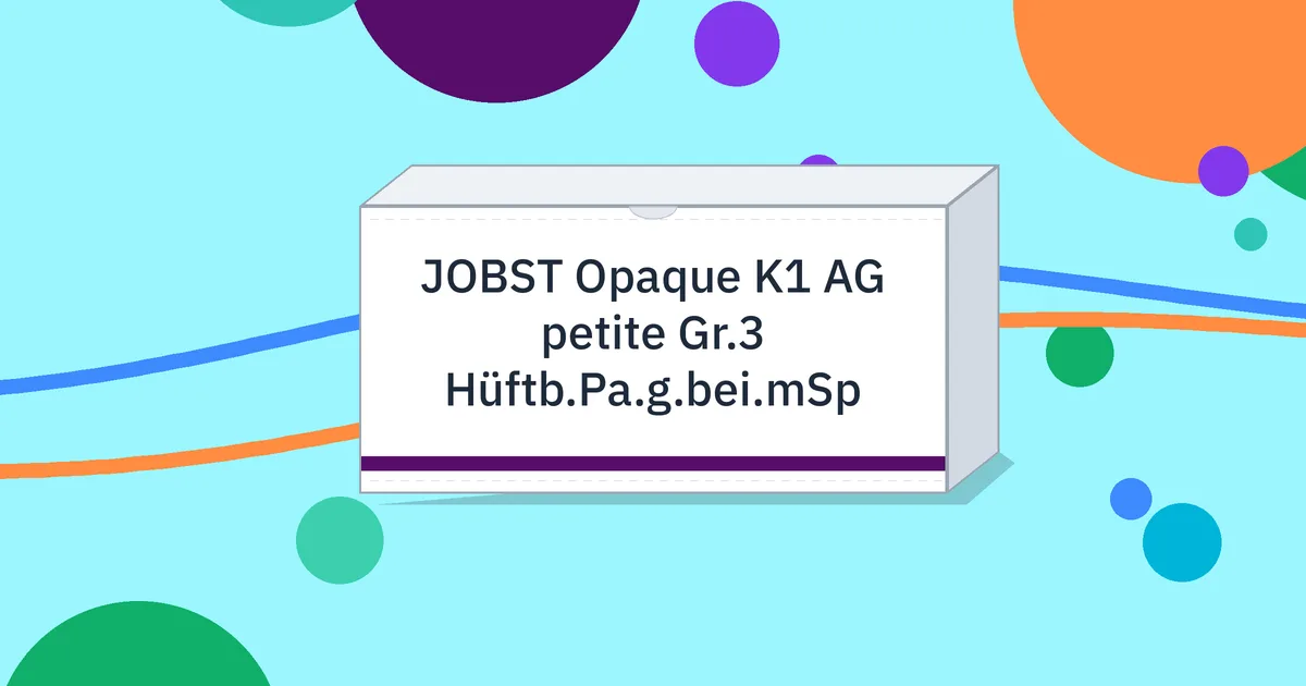 Symbolbild: Packung mit der Aufschrift JOBST Opaque K1 AG petite Gr.3 Hüftb.Pa.g.bei.mSp (PZN 16273510) – Verfügbarkeit und Bezug in Apotheken in Frankfurt am Main