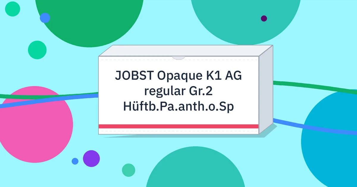 Symbolbild: Packung mit der Aufschrift JOBST Opaque K1 AG regular Gr.2 Hüftb.Pa.anth.o.Sp (PZN 16271853) – Verfügbarkeit und Bezug in Apotheken in Frankfurt am Main