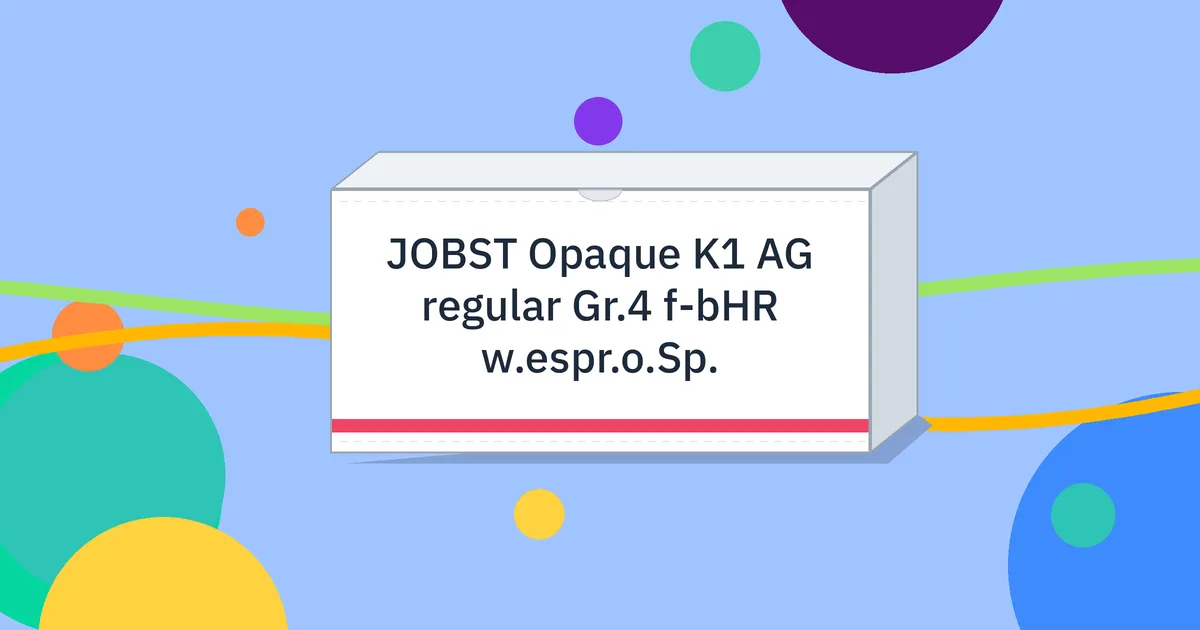 Symbolbild: Packung mit der Aufschrift JOBST Opaque K1 AG regular Gr.4 f-bHR w.espr.o.Sp. (PZN 16267320) – Verfügbarkeit und Bezug in Apotheken in Frankfurt am Main