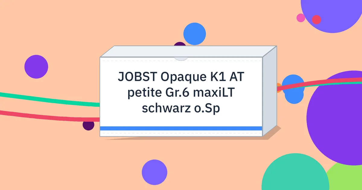 Symbolbild: Packung mit der Aufschrift JOBST Opaque K1 AT petite Gr.6 maxiLT schwarz o.Sp (PZN 13103380) – Verfügbarkeit und Bezug in Apotheken in Frankfurt am Main