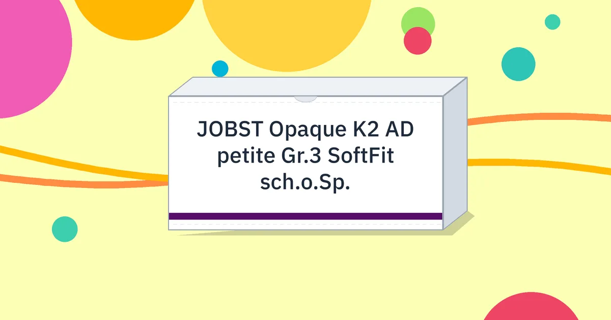 Symbolbild: Packung mit der Aufschrift JOBST Opaque K2 AD petite Gr.3 SoftFit sch.o.Sp. (PZN 11250349) – Verfügbarkeit und Bezug in Apotheken in Frankfurt am Main