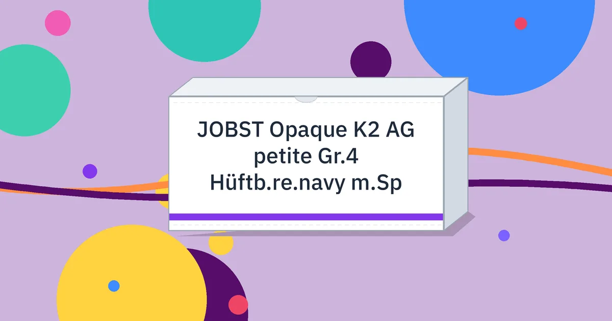 Symbolbild: Packung mit der Aufschrift JOBST Opaque K2 AG petite Gr.4 Hüftb.re.navy m.Sp (PZN 13115070) – Verfügbarkeit und Bezug in Apotheken in Frankfurt am Main