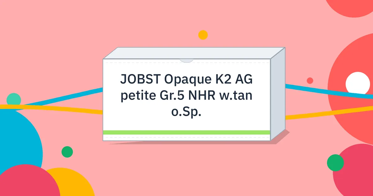 Symbolbild: Packung mit der Aufschrift JOBST Opaque K2 AG petite Gr.5 NHR w.tan o.Sp. (PZN 16284962) – Verfügbarkeit und Bezug in Apotheken in Frankfurt am Main