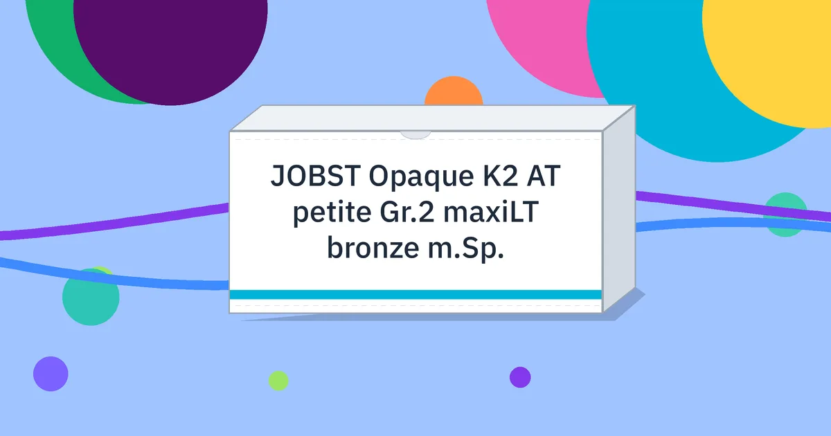 Symbolbild: Packung mit der Aufschrift JOBST Opaque K2 AT petite Gr.2 maxiLT bronze m.Sp. (PZN 13118453) – Verfügbarkeit und Bezug in Apotheken in Frankfurt am Main