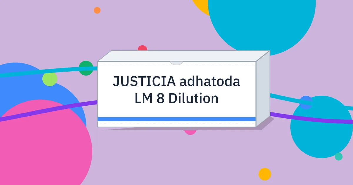 Symbolbild: Packung mit der Aufschrift JUSTICIA adhatoda LM 8 Dilution (PZN 13565519) – Verfügbarkeit und Bezug in Apotheken in Frankfurt am Main