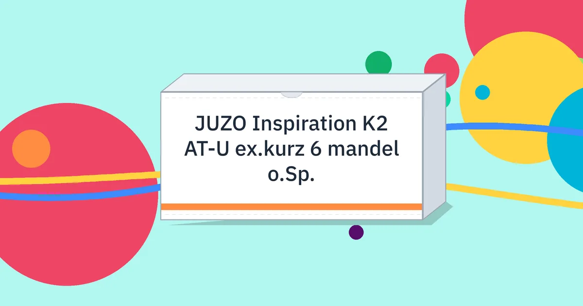 Symbolbild: Packung mit der Aufschrift JUZO Inspiration K2 AT-U ex.kurz 6 mandel o.Sp. (PZN 14930435) – Verfügbarkeit und Bezug in Apotheken in Frankfurt am Main