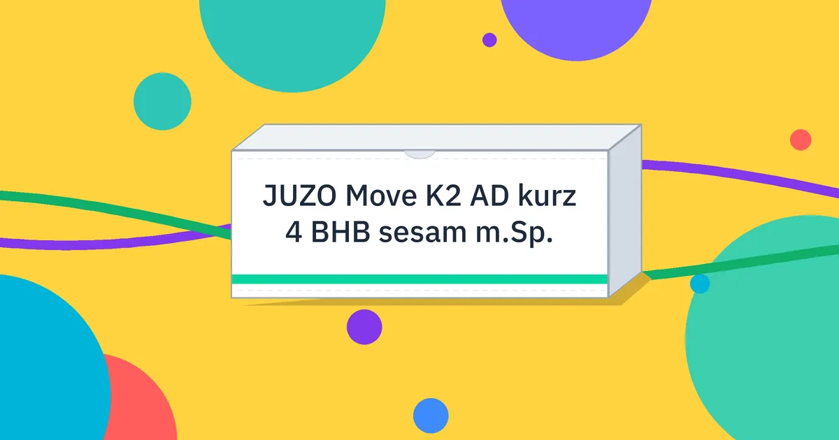 Symbolbild: Packung mit der Aufschrift JUZO Move K2 AD kurz 4 BHB sesam m.Sp. (PZN 18509017) – Verfügbarkeit und Bezug in Apotheken in Frankfurt am Main